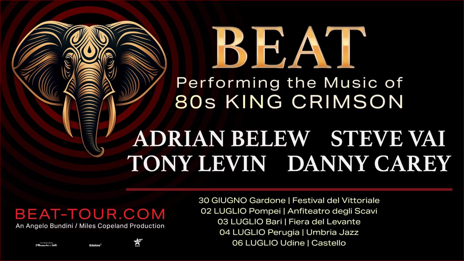 BEAT: cinque date in Italia per la band di Adrian Belew, Tony Levin ...